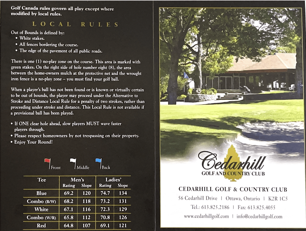 Course Details - Cedarhill Golf & Country Club